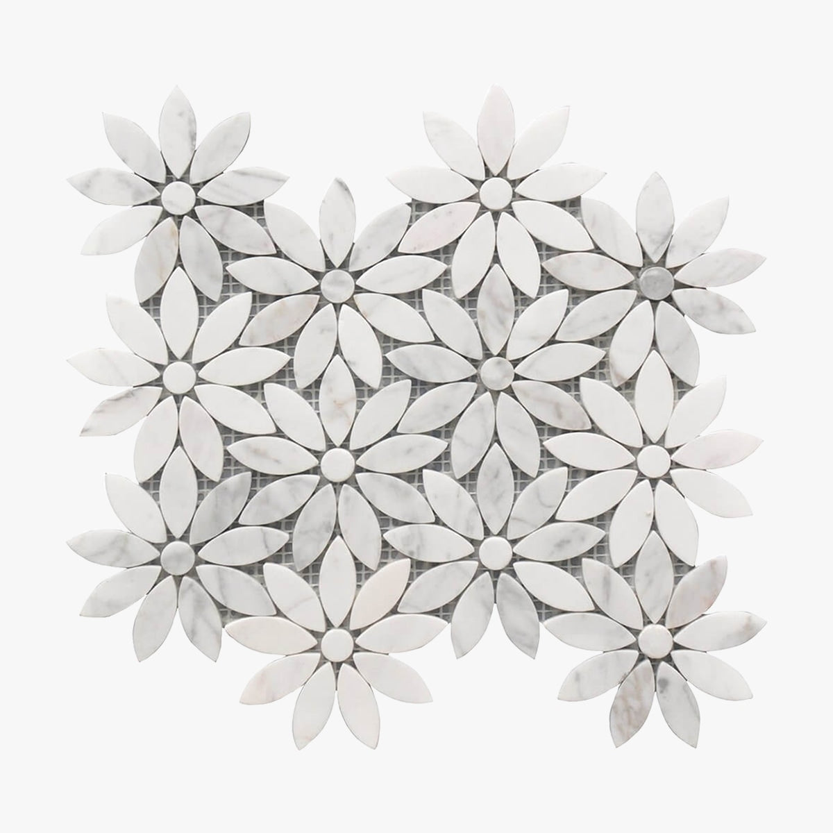 Rockart White Daisy Flower Polished Marble Mosaic – Exclusive Tiles ...